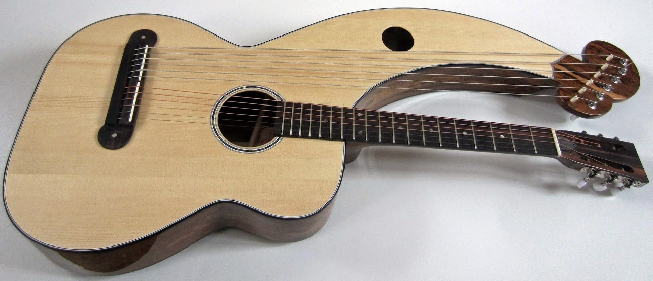 Tropical Exotic Hardwoods: Bocote Harp Guitar by customer Jay Buckey