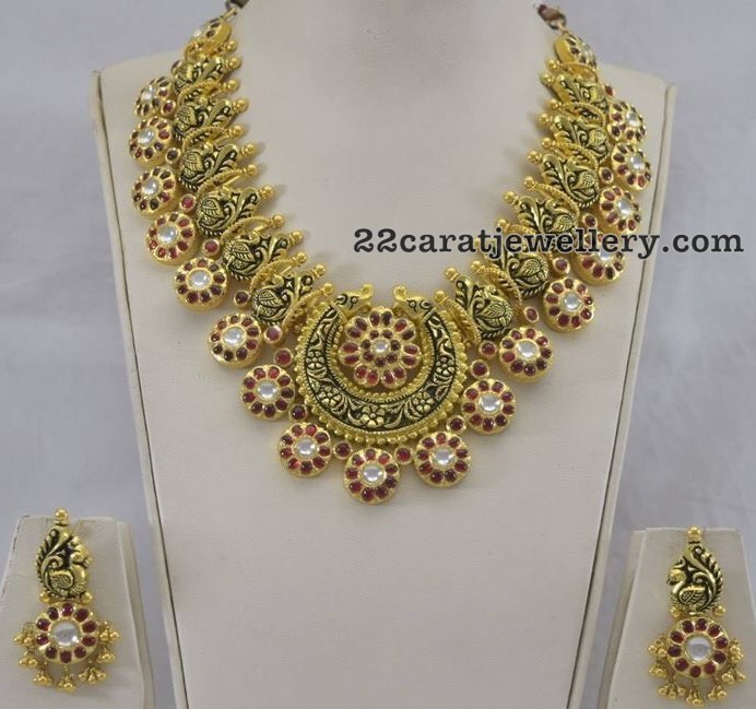 Peacock Bottu Mala with Kundan Work - Jewellery Designs