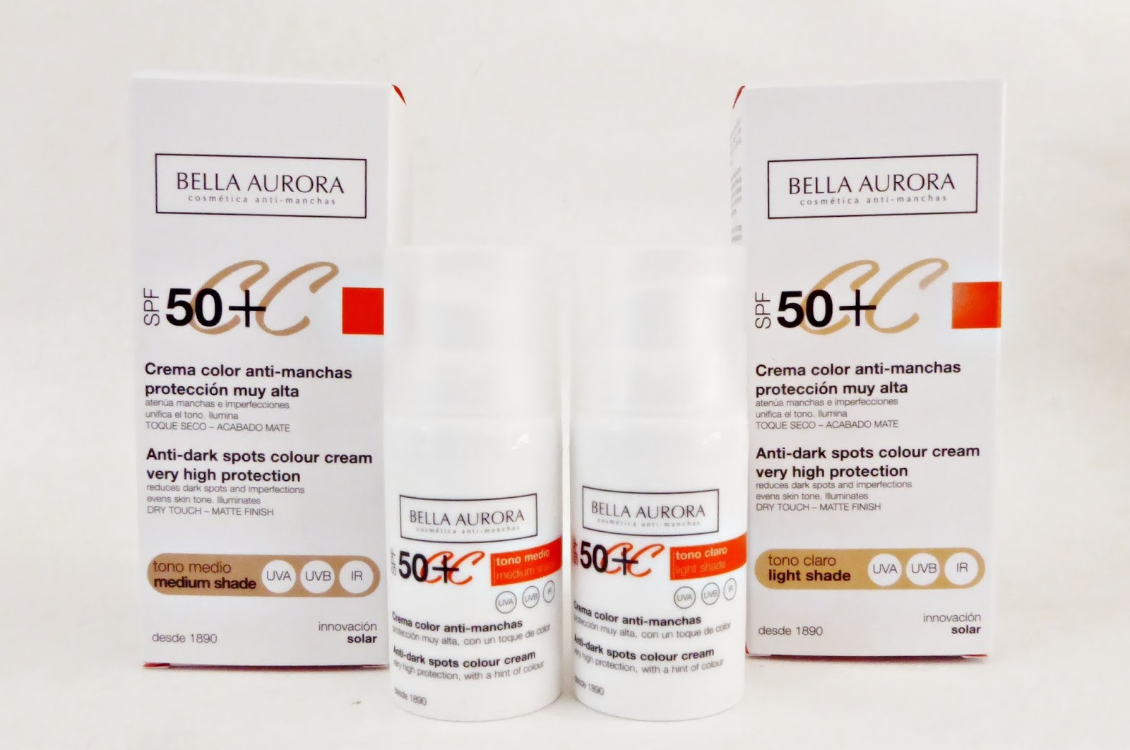 Envuelta en crema: Crema color anti manchas SPF50 de Bella Aurora