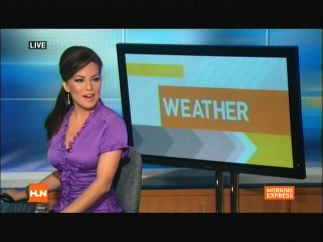 Ladies in Satin Blouses: Robin Meade - purple satin blouse