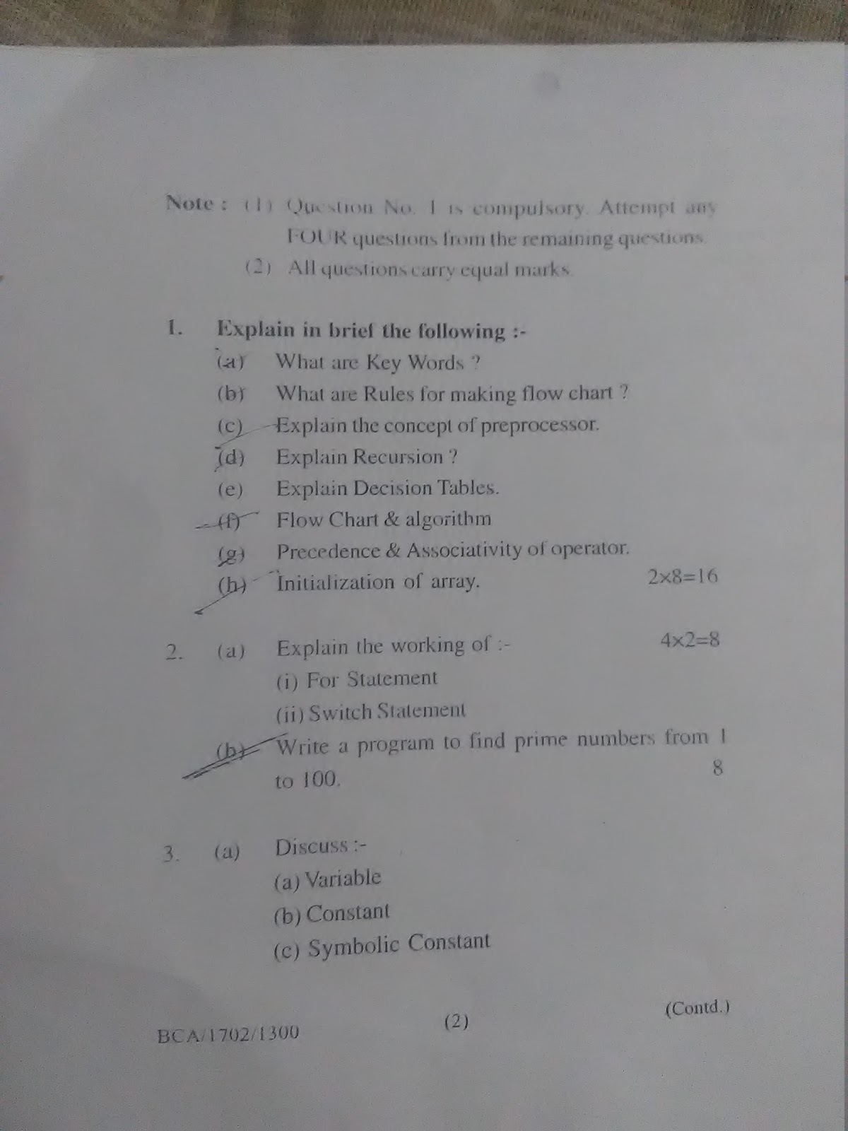 Bca 1st Year C Language Question Paper Bca Exam Paper Gambaran
