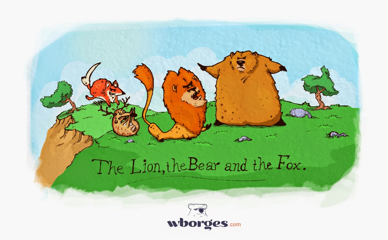 Wellington Borges's Artworks: Fable - The Lion, the Bear and the Fox