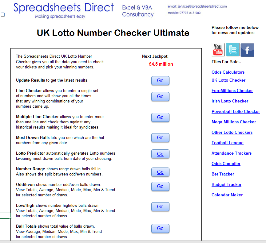 Excel & VBA Consultants - www.spreadsheetsdirect.com: UK Lotto Checker ...