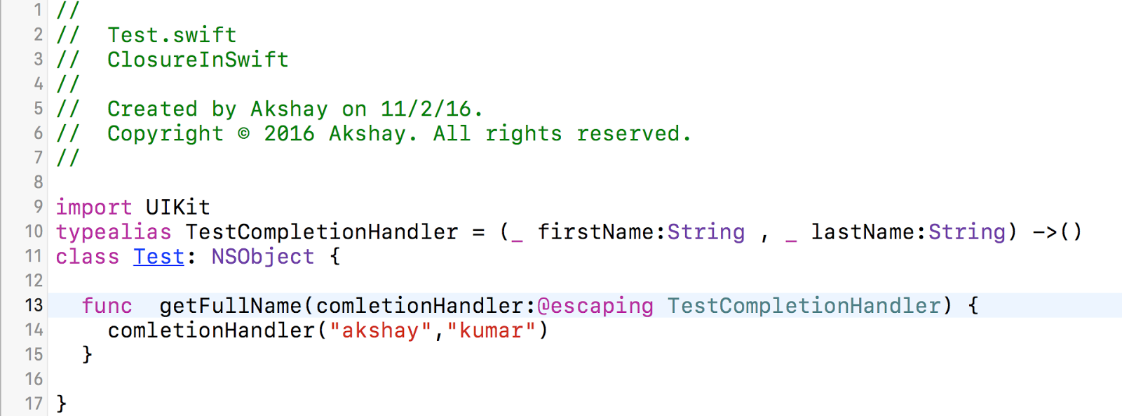 Code in Swift: Completion Handler Closures In Swift3.0
