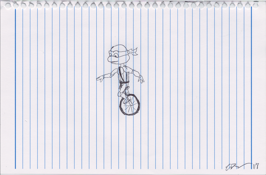 Turtle a Day: Day 118: Donatello Rides a Unicycle