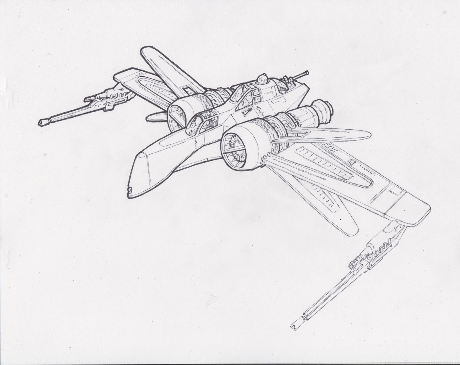 Naboo Star Fighter Sketch Sketch Coloring Page