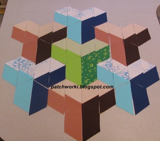 Patchworkowe wariacje: Patchwork 3 D Roll of the Dice - tutorial