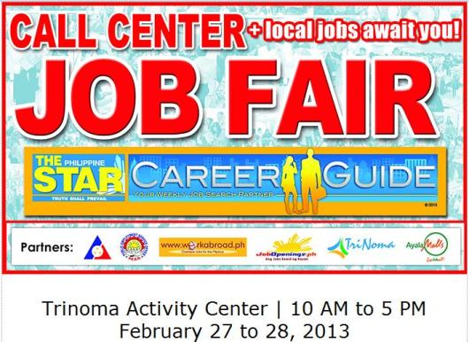 Halo Halong Pinoy: CALL CENTER JOB FAIR - FEBRUARY 27-28, 2013 AT TRINOMA