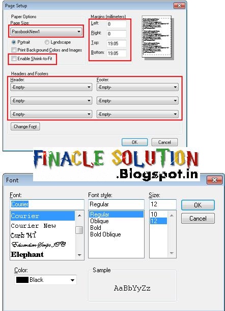 Passbook Printer Setting For DOP Finacle