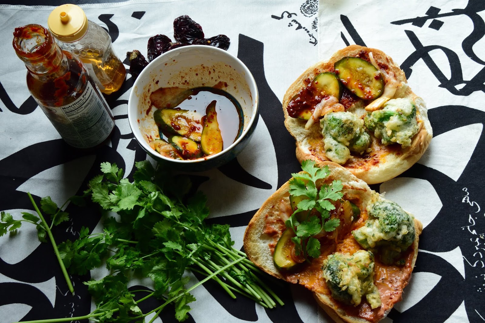 Korean-inspired deep-fried broccoli sandwich