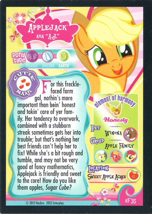 My Little Pony Applejack Series 1 Trading Card | MLP Merch
