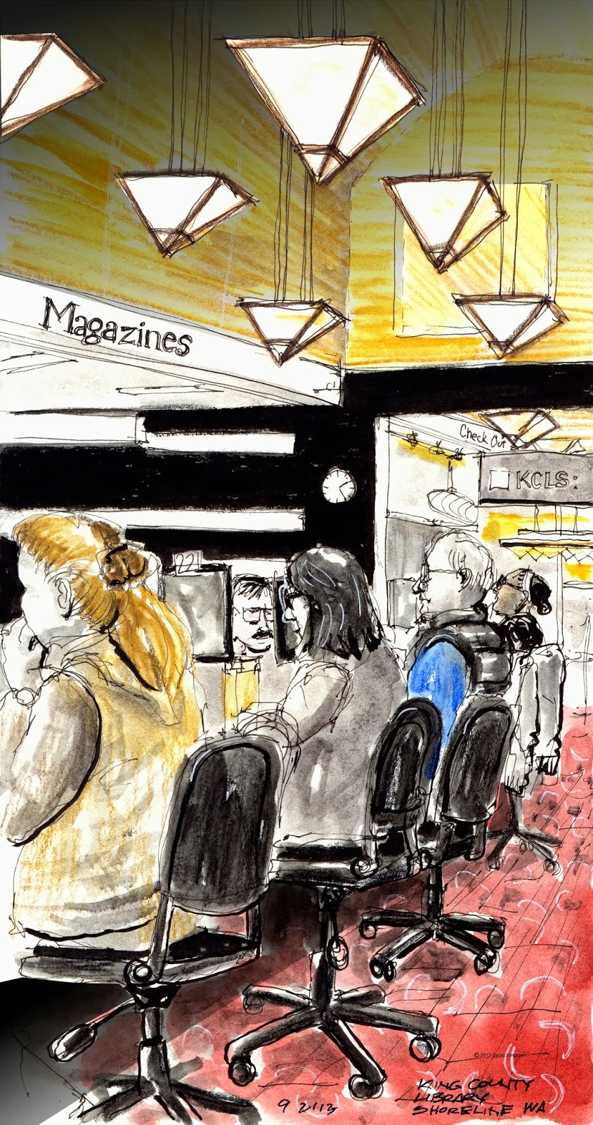 Urban Sketchers Seattle: King County Library in Shoreline