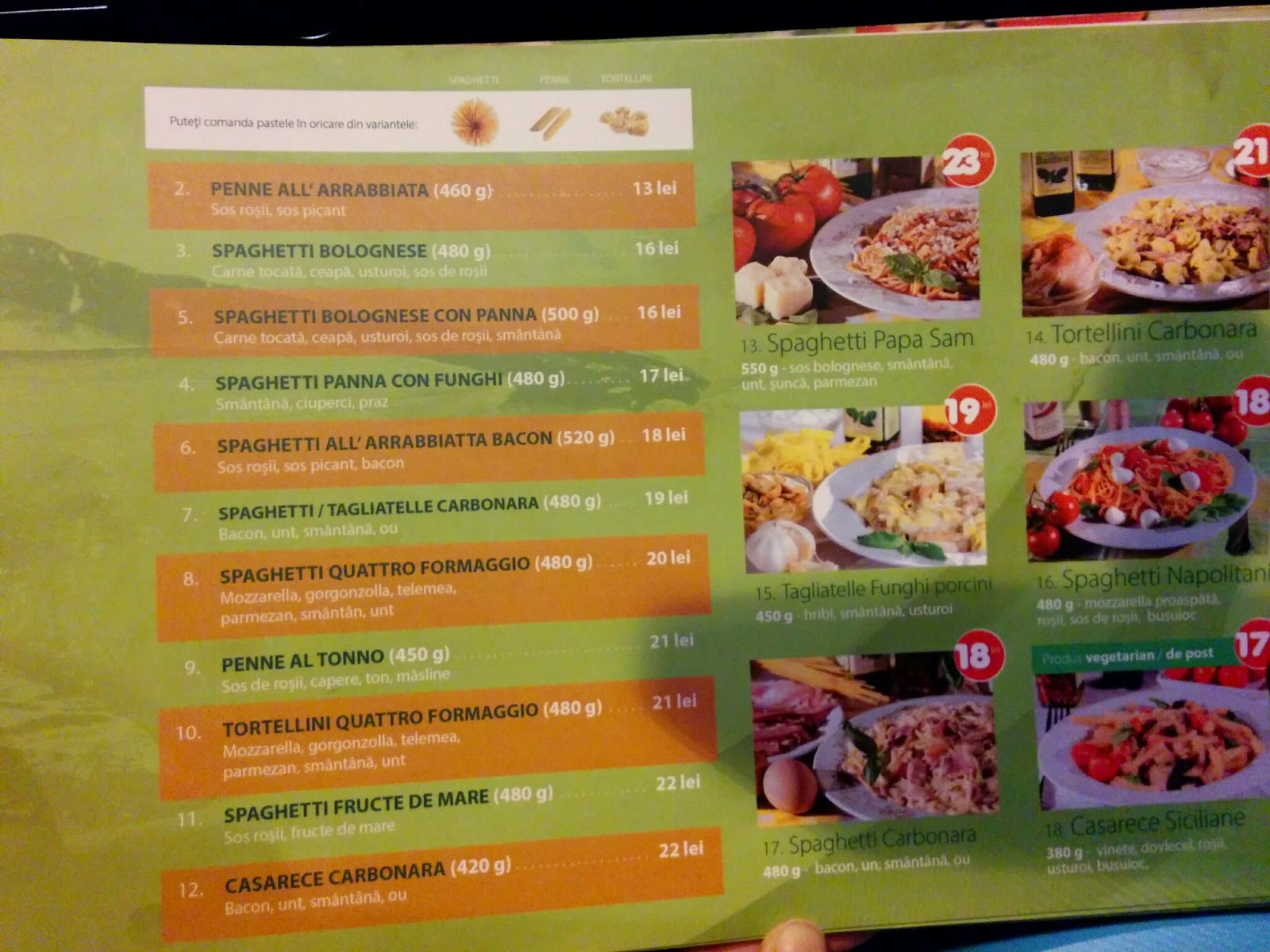 Meniu Restaurant Papa Sam Timisoara