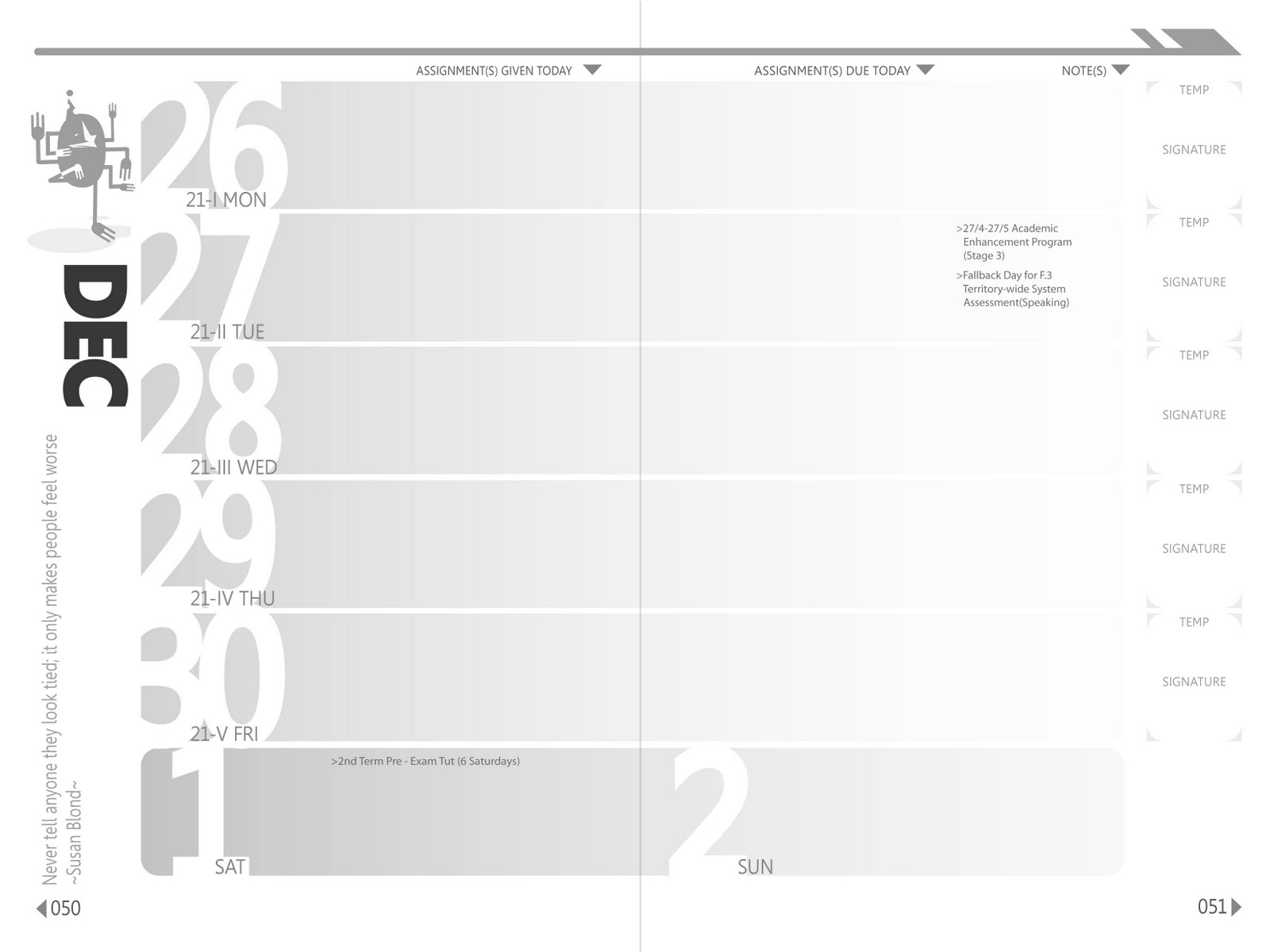 AMY SO Portfolio__________________: LAYOUT - schedule book for student