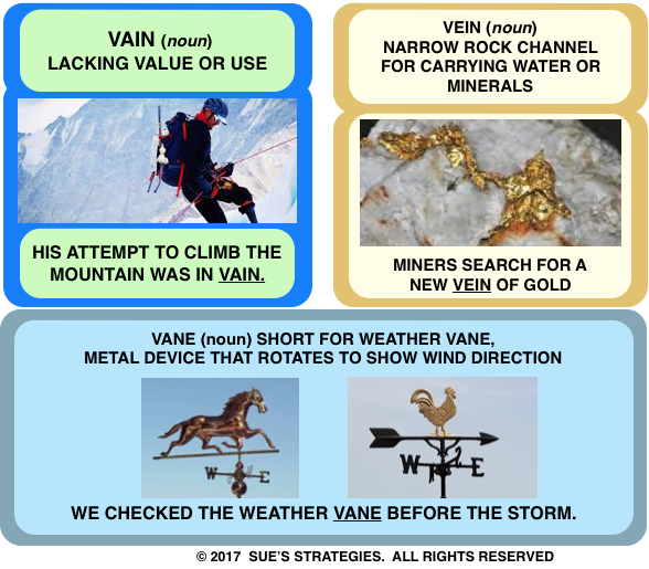 Sue's Strategies: VAIN, VEIN and VANE