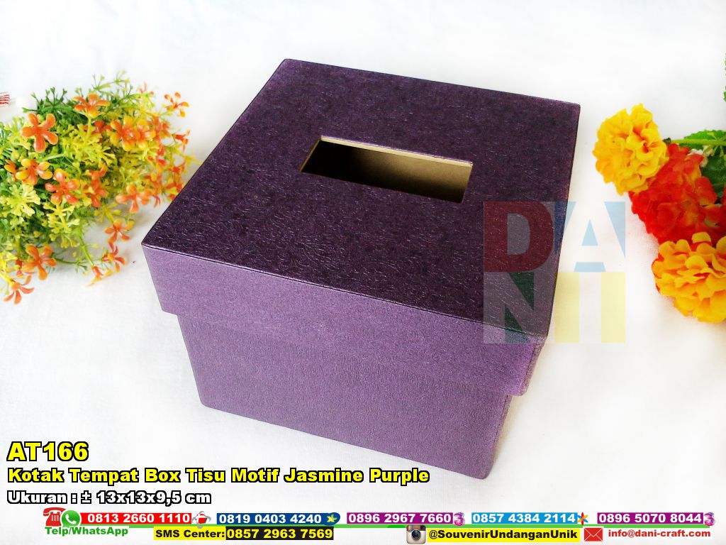Kotak Tempat Box Tisu Motif Jasmine Purple | Souvenir Pernikahan