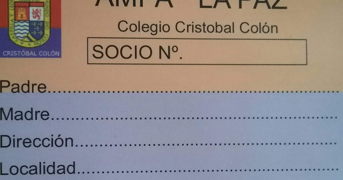 Ampa "La Paz": CARNET SOCIO