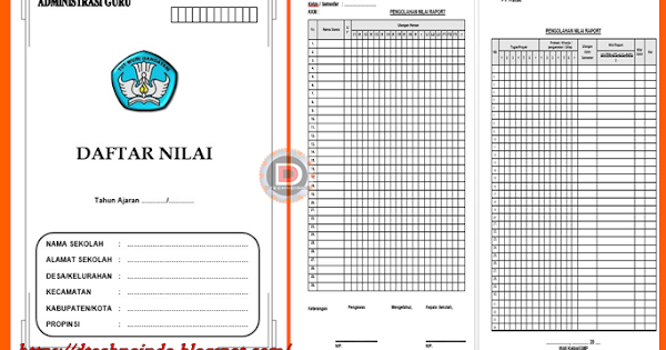 Format Buku Daftar Nilai Kelas 1 SD Kurikulum 2013 | DTECHNOINDO