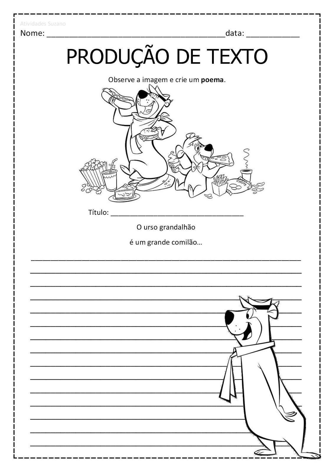 Produção de texto EM PDF zé Colmeia