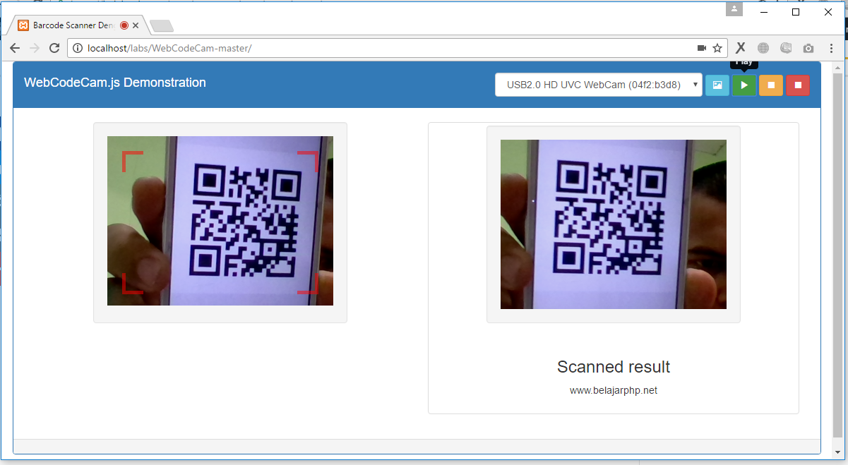 MEMBACA QR CODE MENGGUNAKAN WEBCAM DENGAN JQUERY