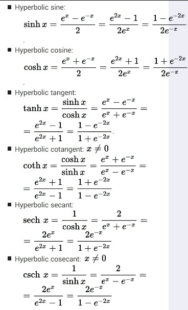 HYPERBOLIC FUNCTIONS