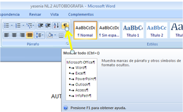 Formato de texto en word | Las TIC para educar