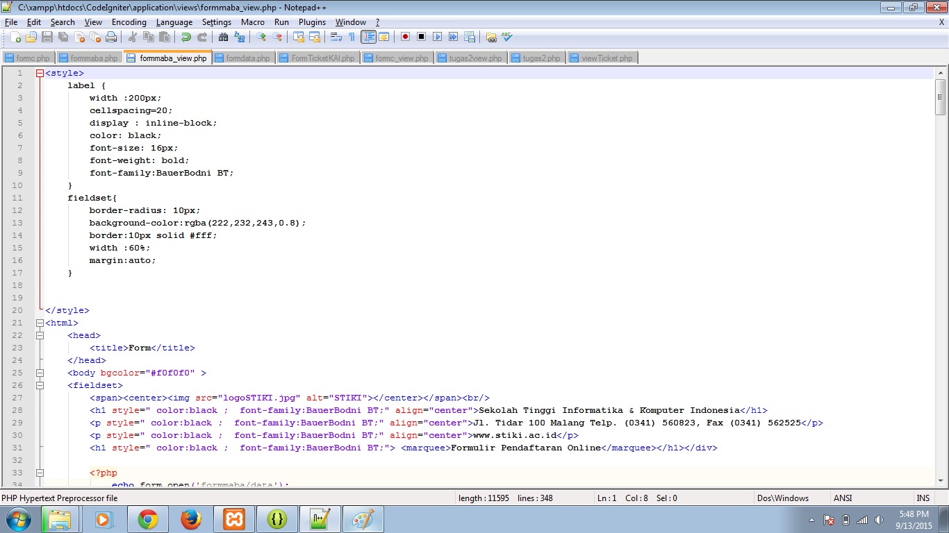 Membuat Formulir Pendaftaran Online dengan Code Igniter