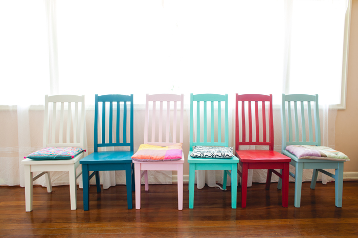 Burntfeather: Mismatched Painted Dining Room Chairs