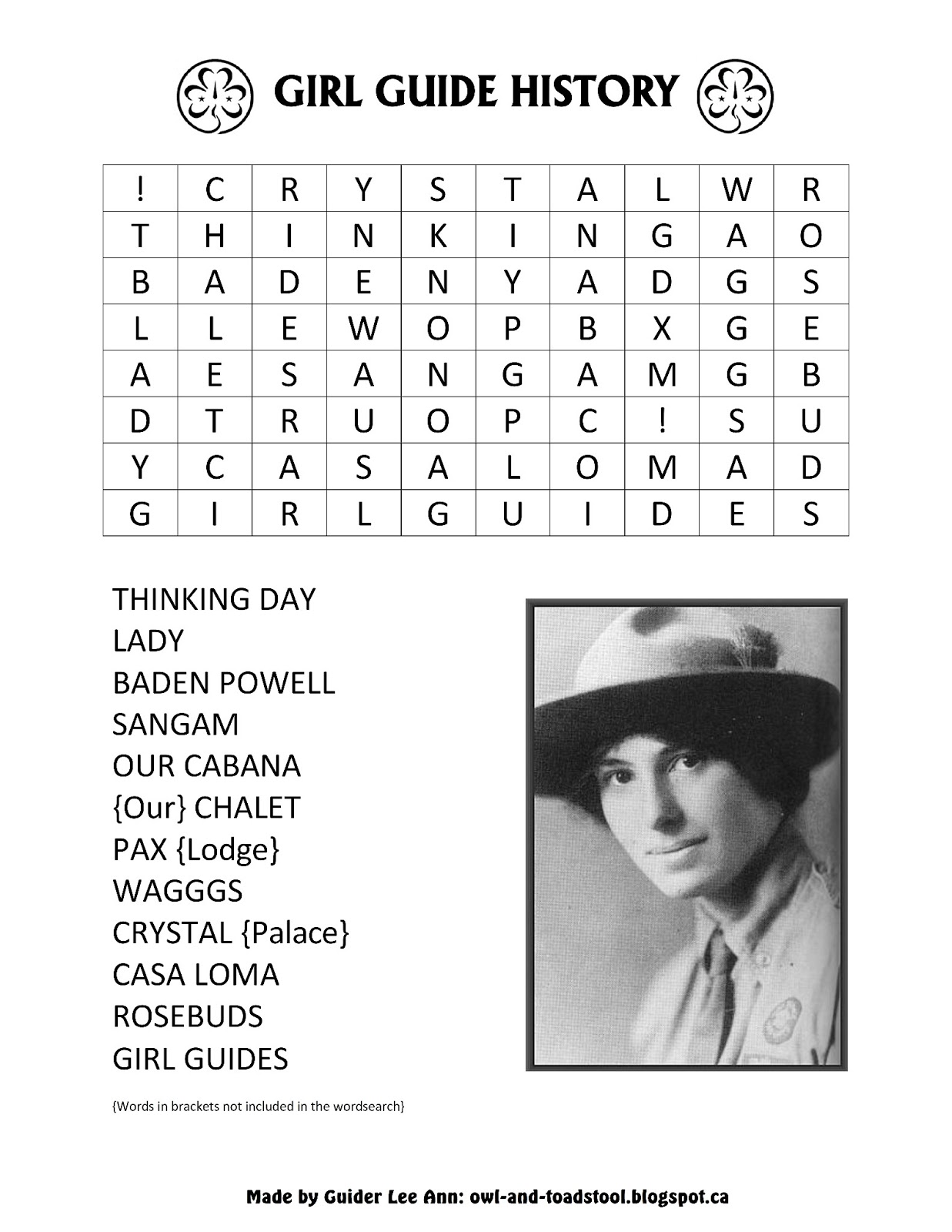 Girl Guides Word Search - Free Printable Templates
