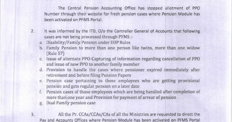 Regarding generation of PPO Number in respect of the pension cases not ...