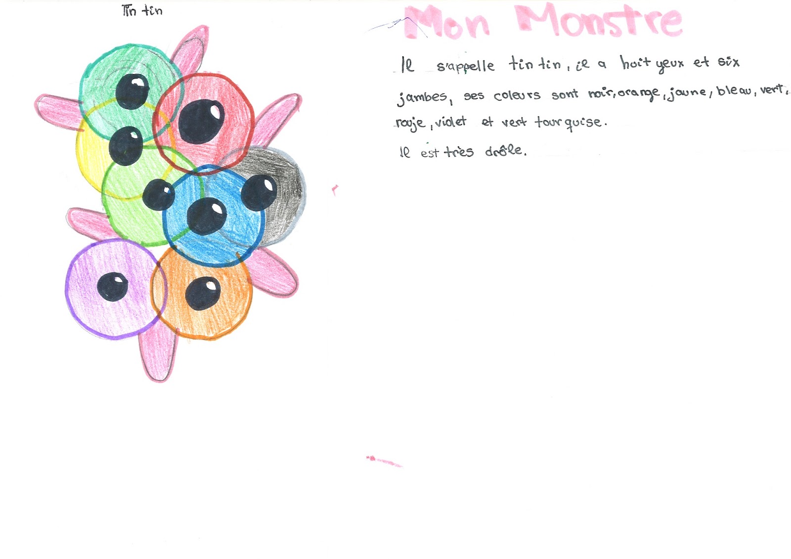 Le coin du français. CEIP "La Paz". Cuenca: MON MONSTRE 5º B