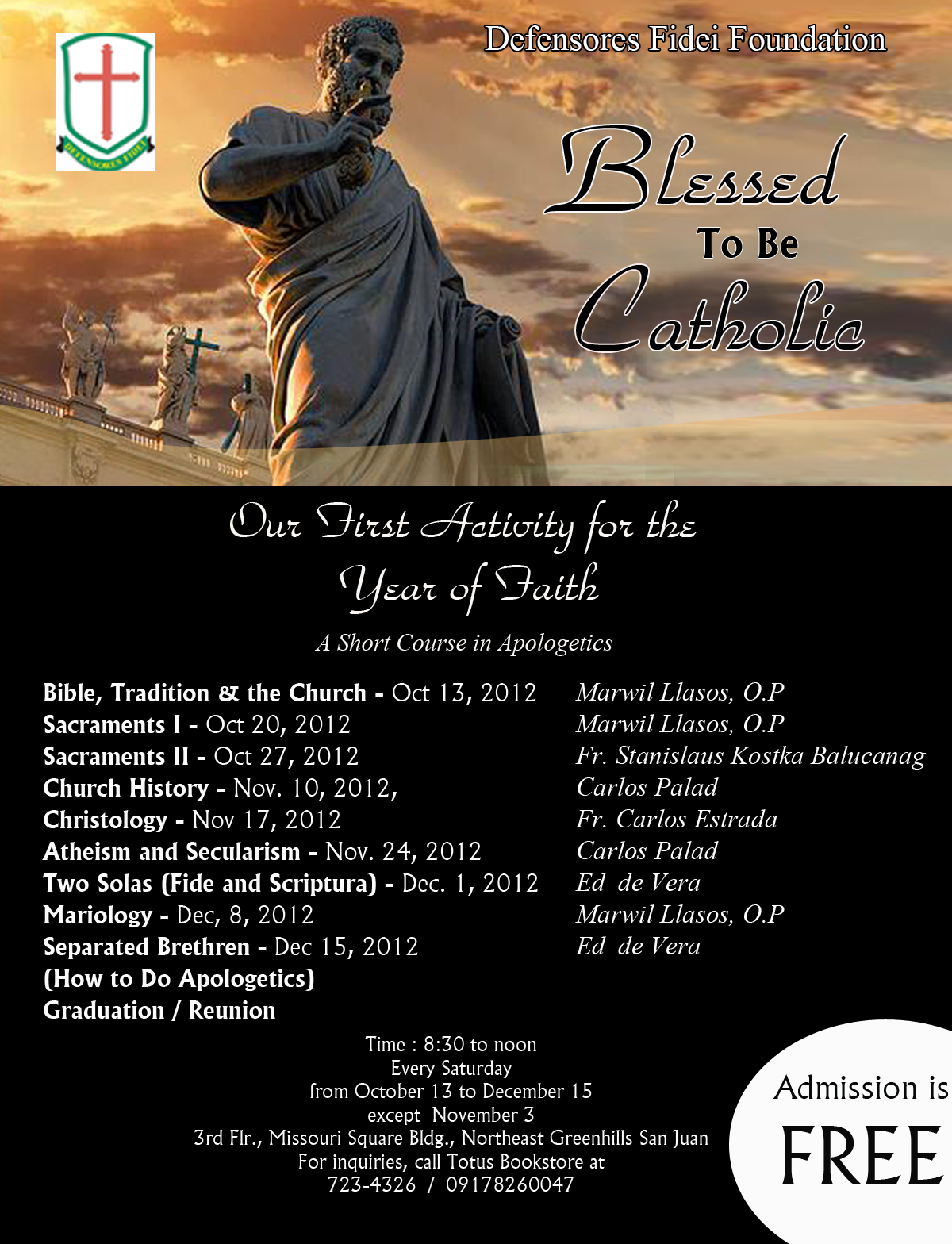 Filipino Catholicism: UPDATED: Defensores Fidei Foundation to hold its ...