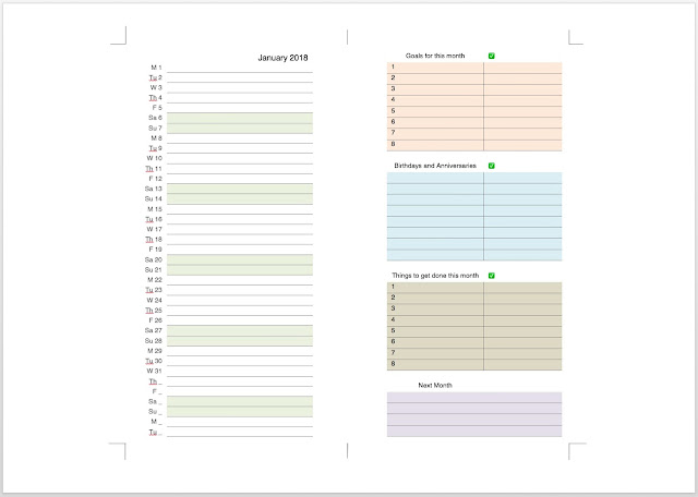 Philofaxy: Monthly Overview Diary Insert in A5 and Personal sizes