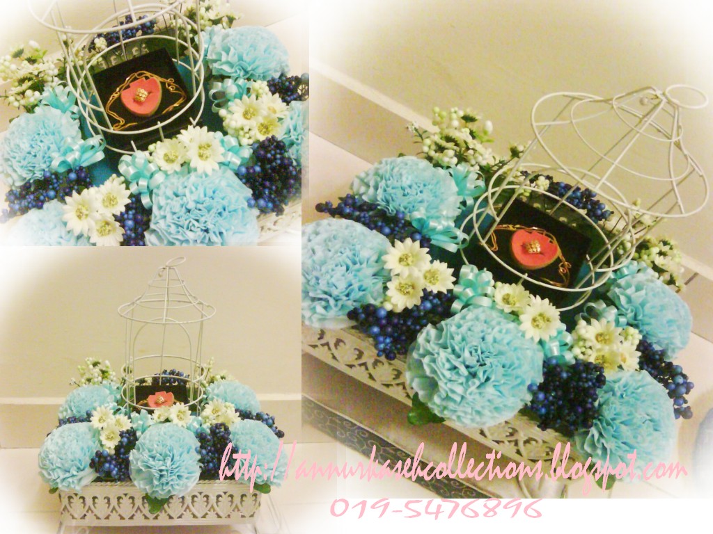 ~GUBAHAN HANTARAN BUNGA TISU(tema tiffany blue+white color ...
