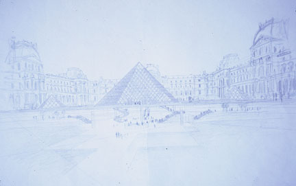 Beyond Architectural Illustration: Airbrush Demo - I M Pei's Louvre