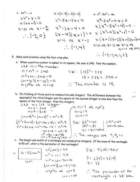 Iroquois Algebra Blog: Unit 4 Practice Test Answer Key