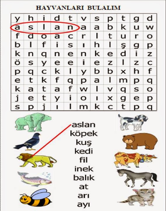 ÖZEL EĞİTİM ÖĞRENCİLERİ İÇİN MATERYAL ARŞİVİ : Kelime Bulmacası