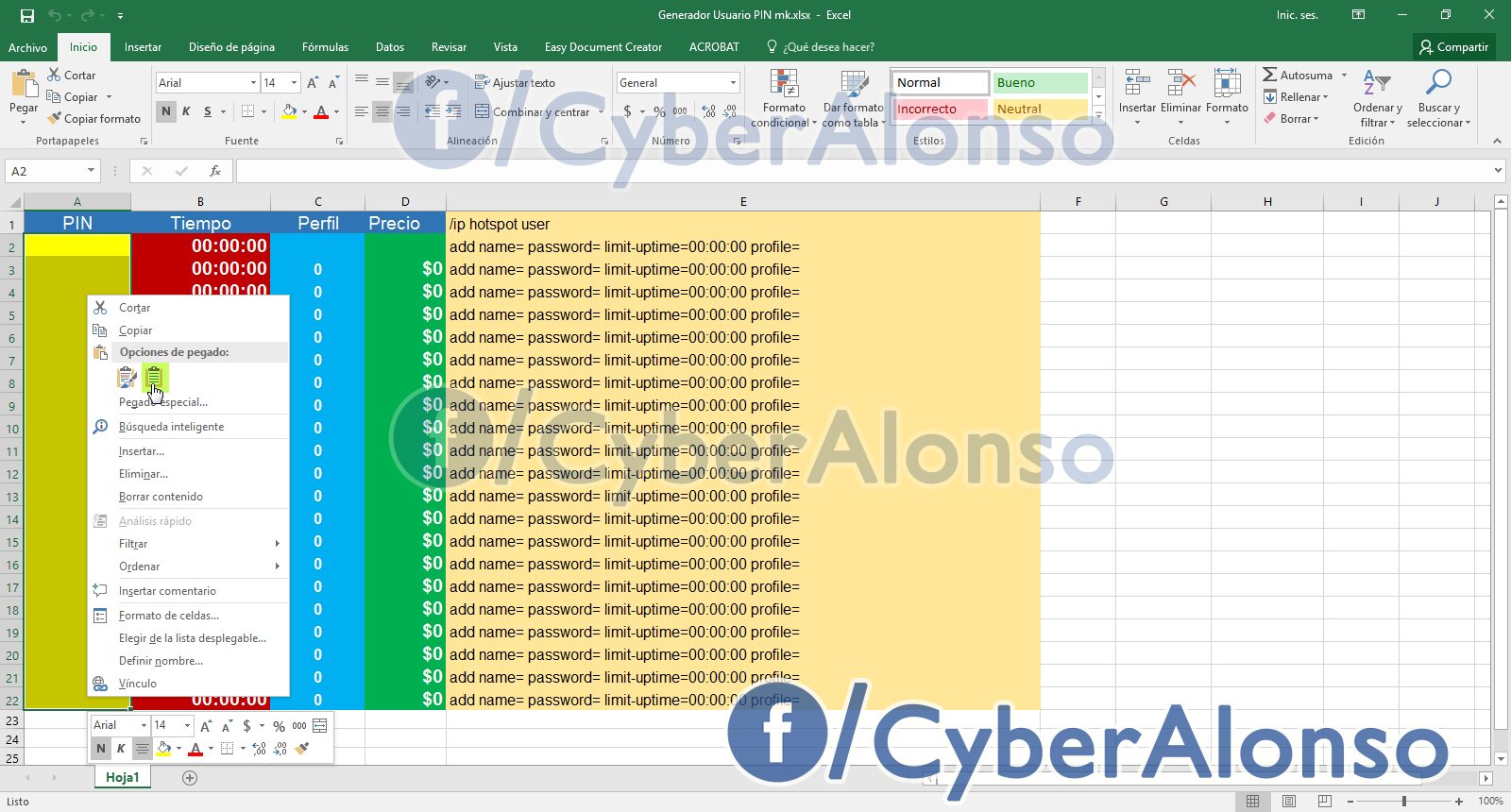 Crear e Imprimir Fichas para Hotspot Miktrotik ~ Cyber Alonso