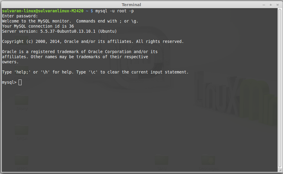 Heli Sulbaran: Como conectarse y desconectarse a MySQL de modo interactivo