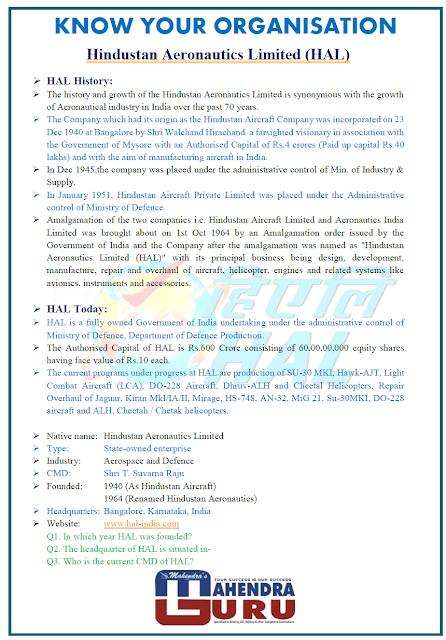 Know Your Organisation : HAL