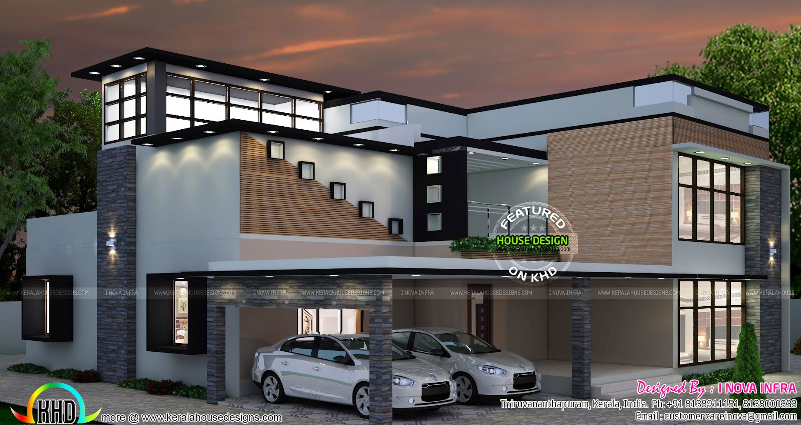 4 BHK modern contemporary residence - Kerala home design and floor ...