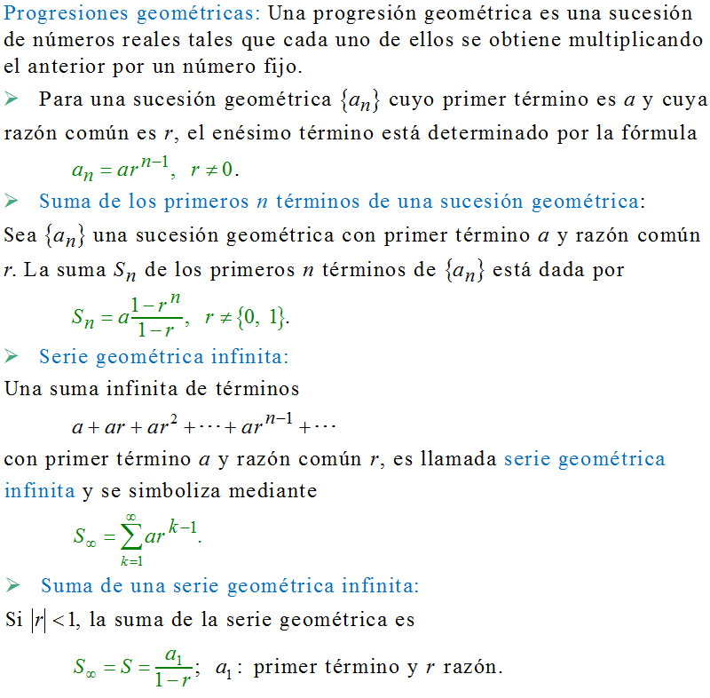 Cálculo21: Progresiones geométricas. Serie geométrica infinita.