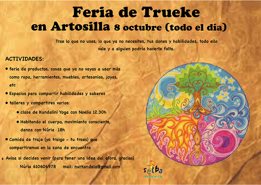 Encuentro y Sanación: Próximo 8 de octubre Feria de Trueke en Artosilla