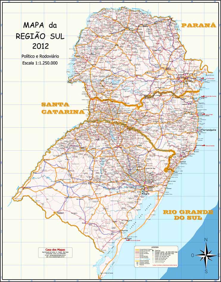 Mapa da Região Sul do Brasil - Doc Sports™