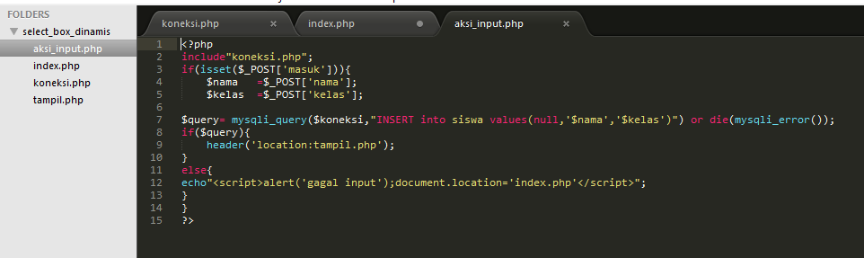 Form input dengan select box dinamis dari database