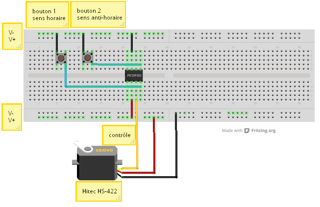 PICatout: contrôle d'un servo-moteur avec PIC10F202