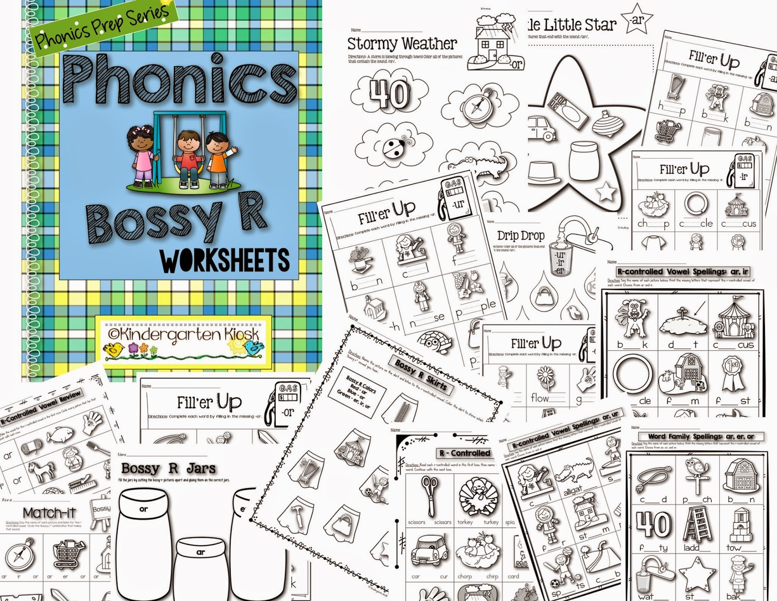 Kindergarten Kiosk: R-Controlled "Bossy-R" Worksheets