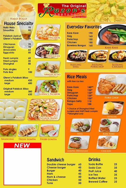 Razon's Restaurant: Menu