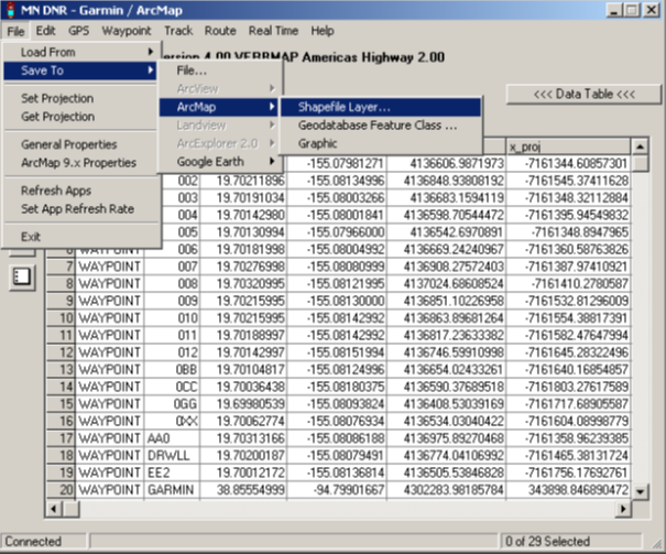 Geomatics tools: Using the DNR Garmin Extension to Download Waypoints ...