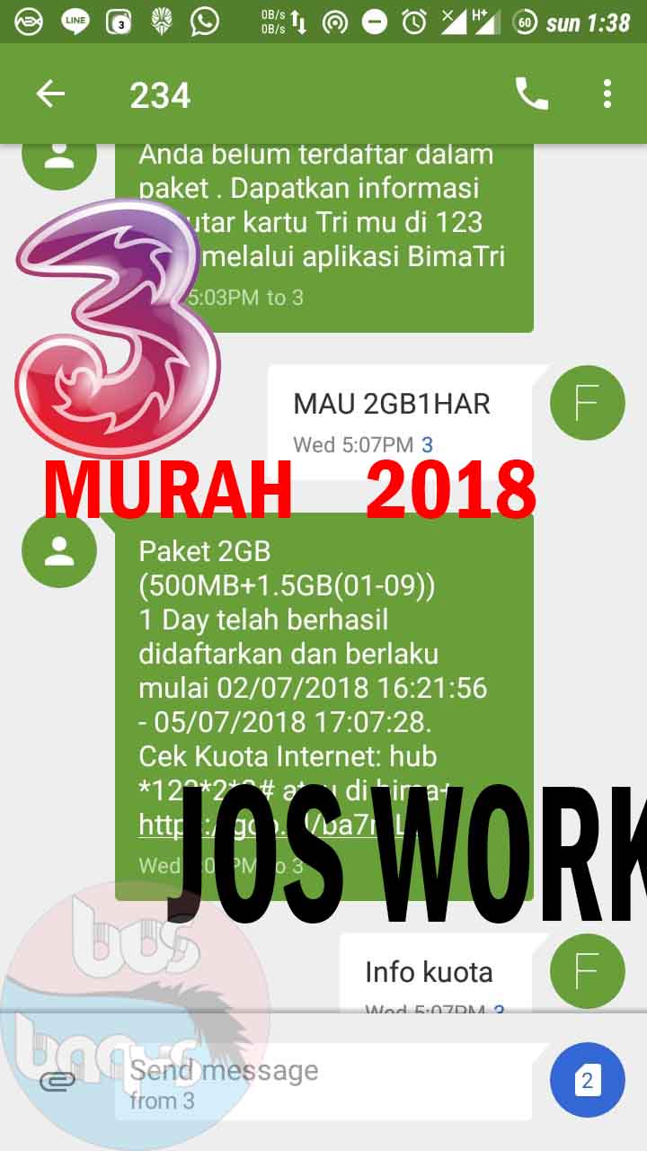 MURAH! 2GB Rp1500 Paket Kuota Internet Three Termurah Juli 2018 - BosBagus